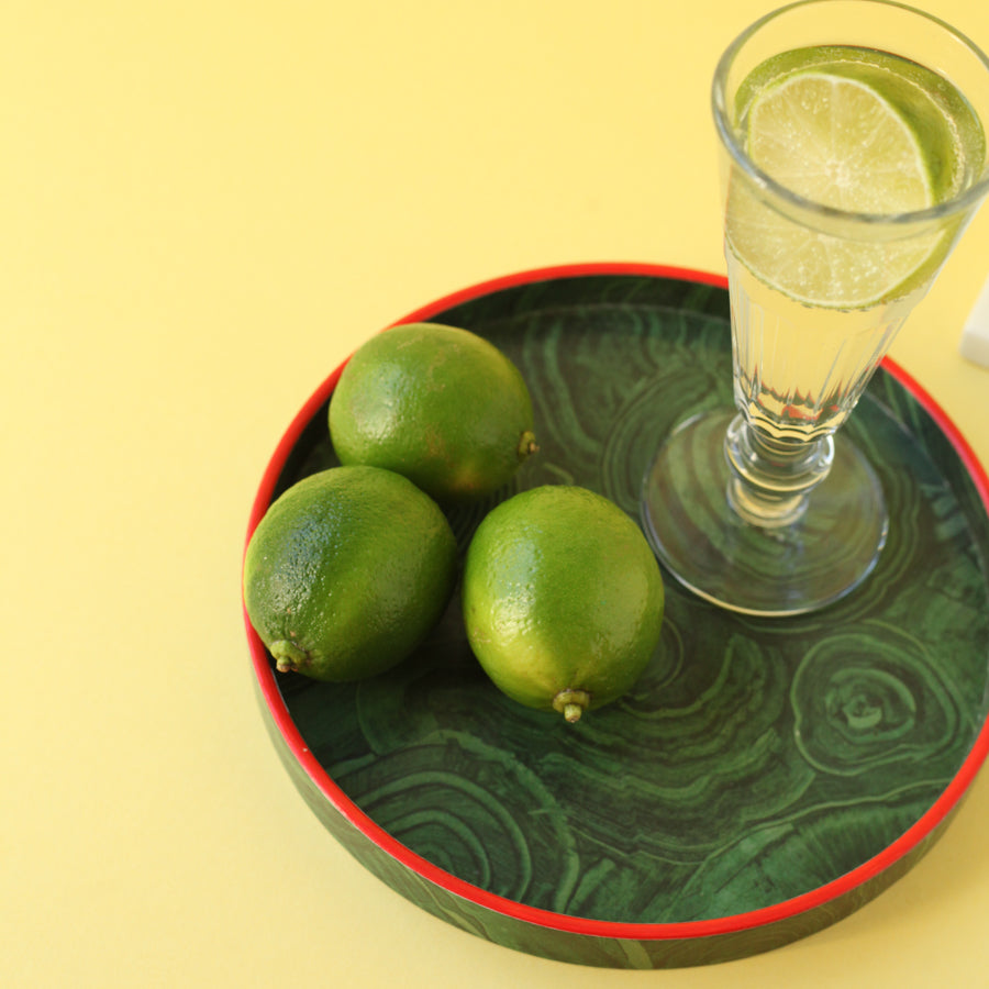 Medium Malachite Tray with Atomic Red Border – Bridie Hall Ltd